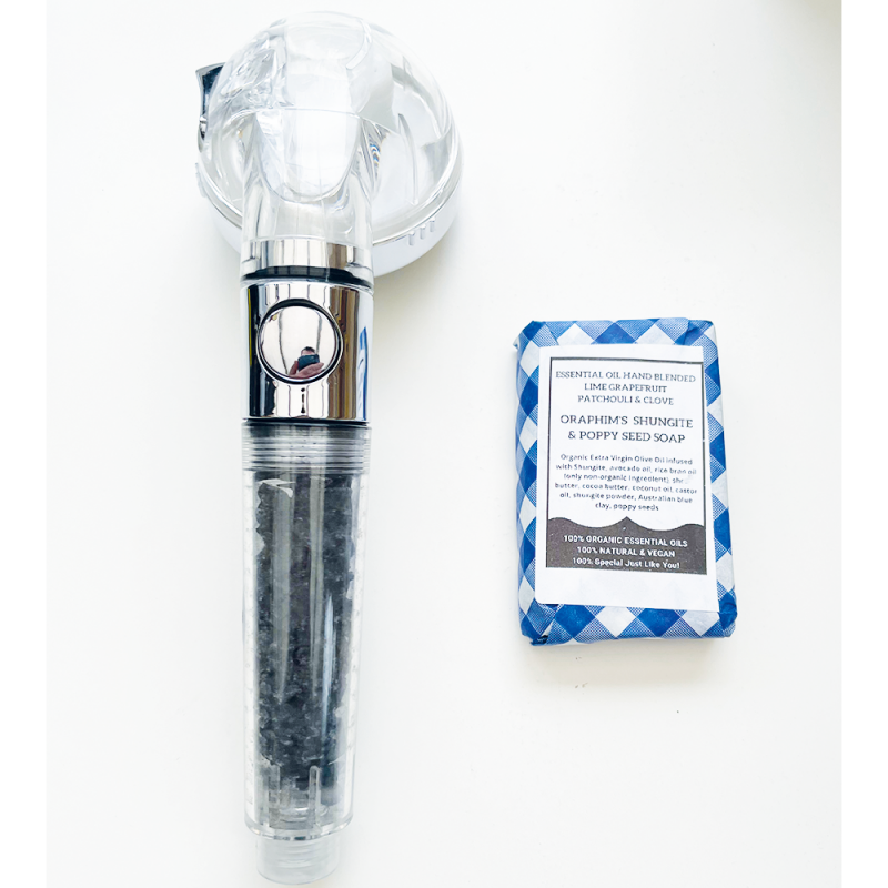 Shungite Showerhead C60 Water Purification Stones, Softens Water ...