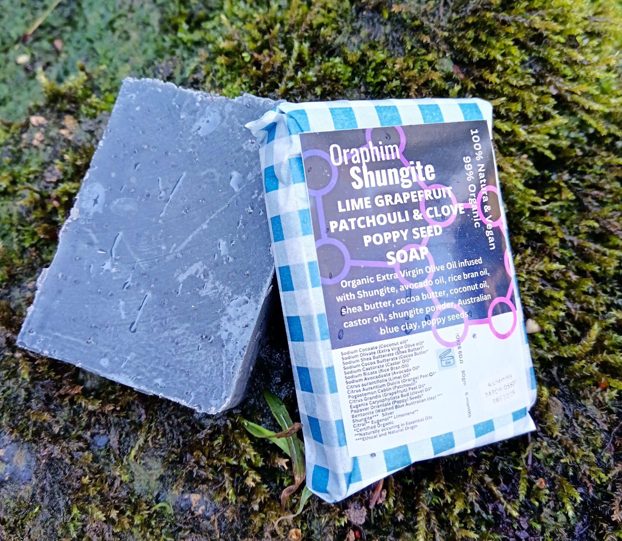 SHUNGITE SOAP- HANDMADE 80gm with citrus eruptions of organic essential ...